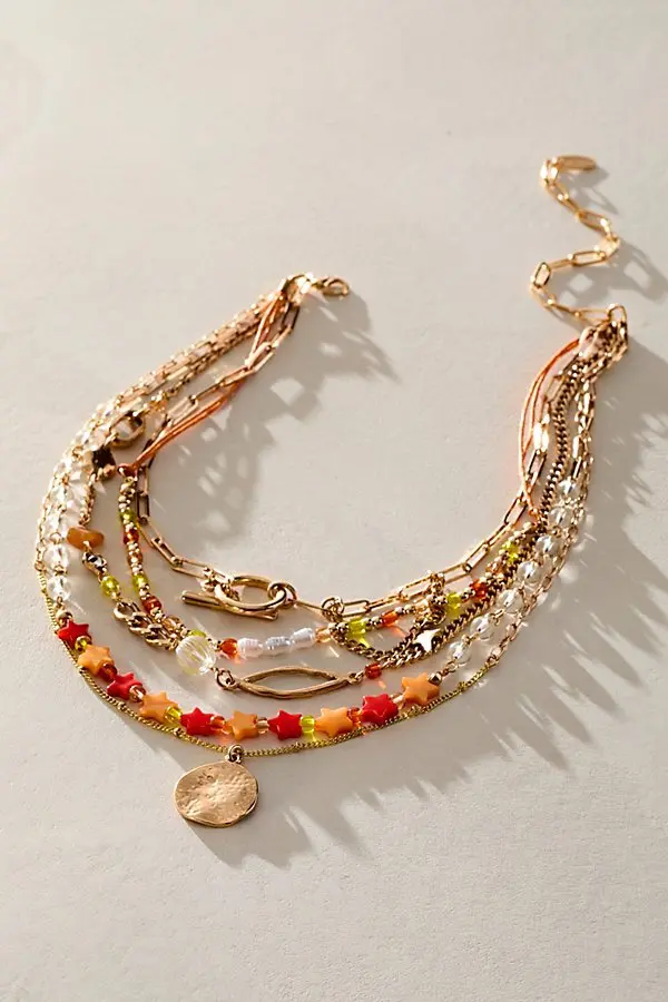 Free People Starry Layered Necklace - Papaya