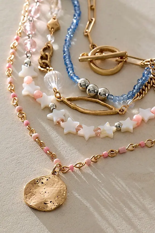 Free People Starry Layer Necklace - Spring Pink