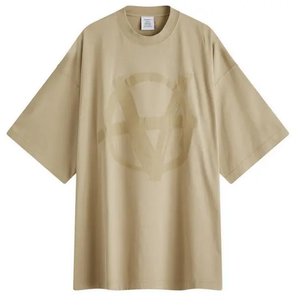 Vetements Double Anarchy Oversized T-Shirt In Taupe - 50% Off