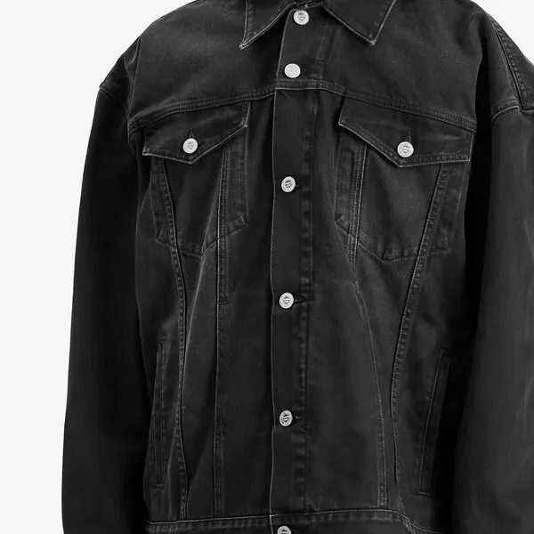 Vetements 3d Logo Hooded Denim Jacket In Black 60% Off
