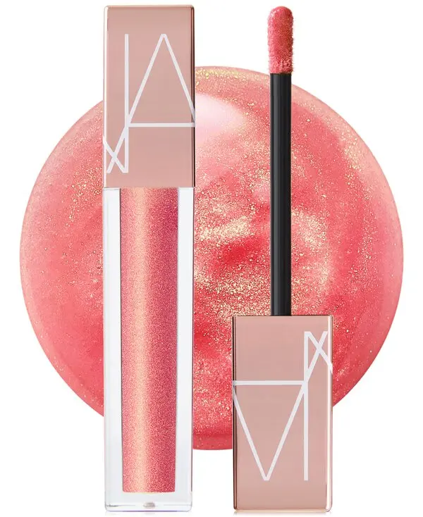 NARS Afterglow Lip Oil - 777 Orgasm- Peachy Pink With Golden Shim