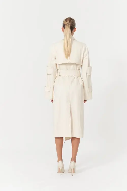 JENDUE Chaby Denim Trench Coat - Deep Blue