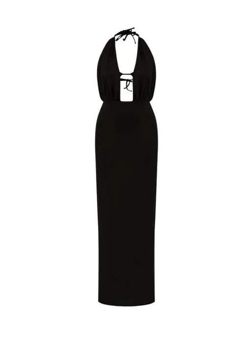 JENDUE Siena Halter Neck Cut-out Maxi Dress