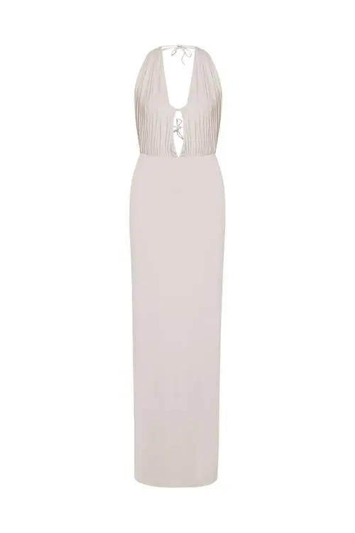 JENDUE Siena Halter Neck Cut-out Maxi Dress