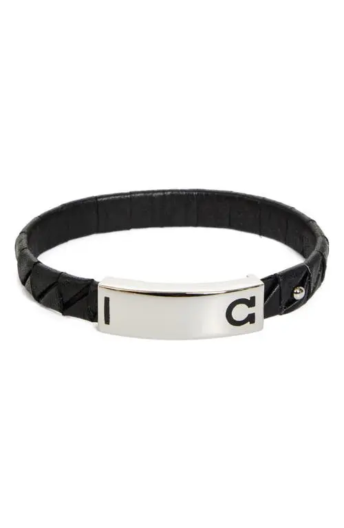 FERRAGAMO Gancini Braided Leather Bracelet - Pld/ Black