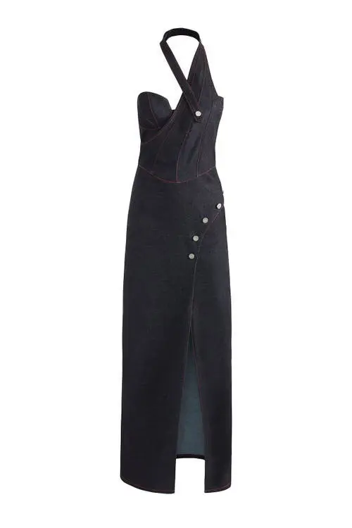 JENDUE Davidson Cross Neck Maxi Dress