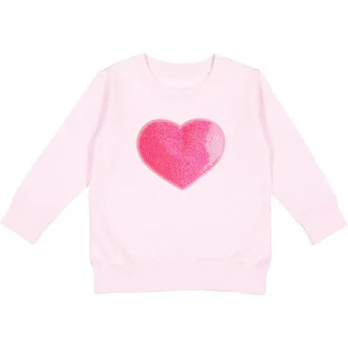 SWEET WINK Heart Sequin Patch Sweatshirt - Ballet Pink
