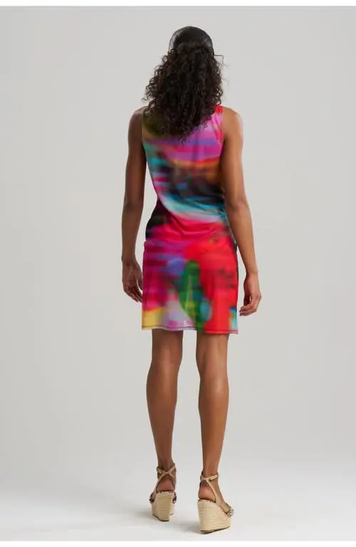 Natori Floral Mirage Printed Mesh Mini Cover-up Dress