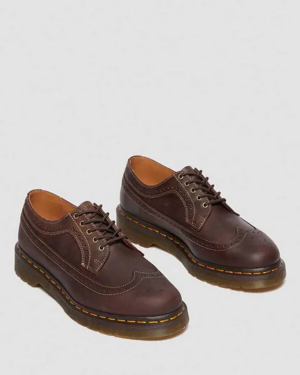 Dr. Martens 3989 Crazy Horse Leather Brogue Shoes - Brown