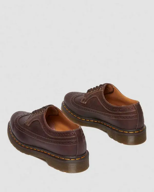 Dr. Martens 3989 Crazy Horse Leather Brogue Shoes - Brown