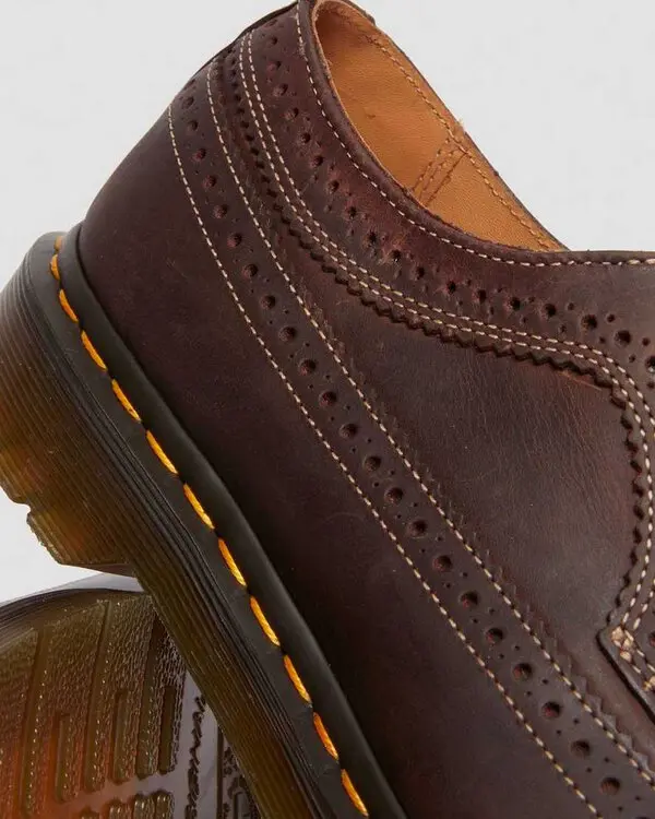 Dr. Martens 3989 Crazy Horse Leather Brogue Shoes - Brown