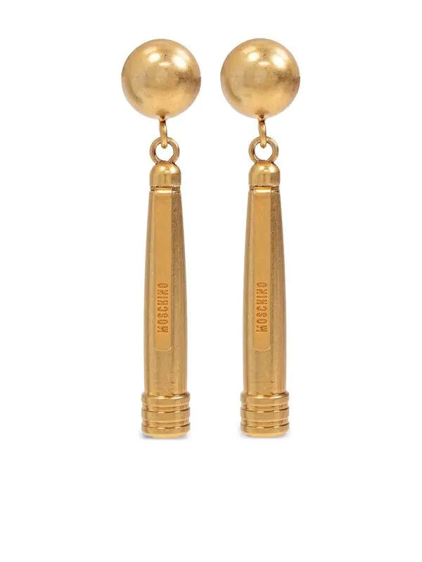 Moschino Engraved Clip-on Drop Earrings - Gold