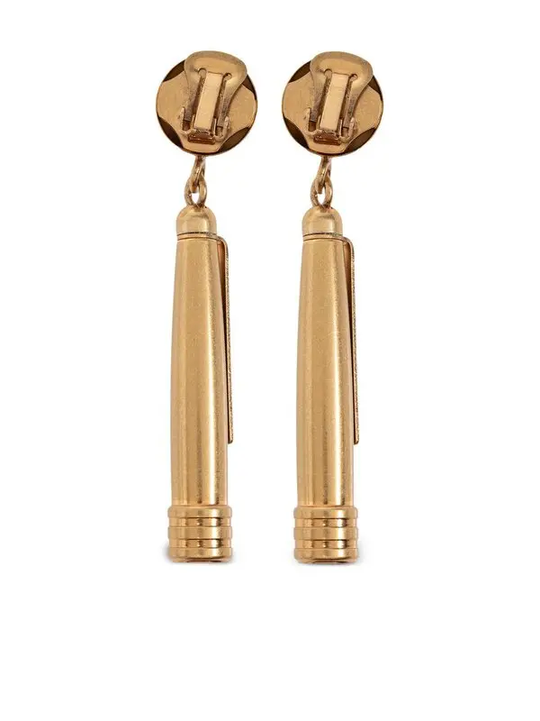 Moschino Engraved Clip-on Drop Earrings - Gold