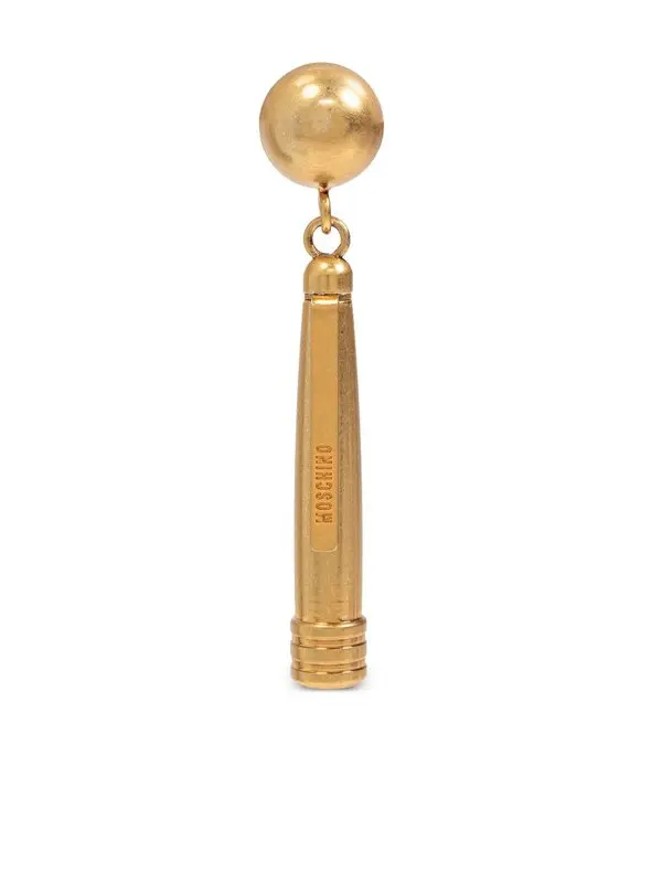 Moschino Engraved Clip-on Drop Earrings - Gold