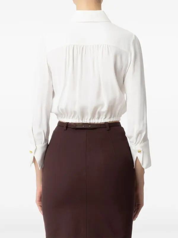 Elisabetta Franchi Georgette Cropped Blouse