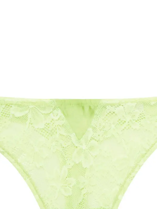 FLEUR DU MAL Le Stretch Lace Thong - Green