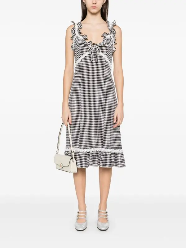 Alessandra Rich Grid-pattern Midi Dress
