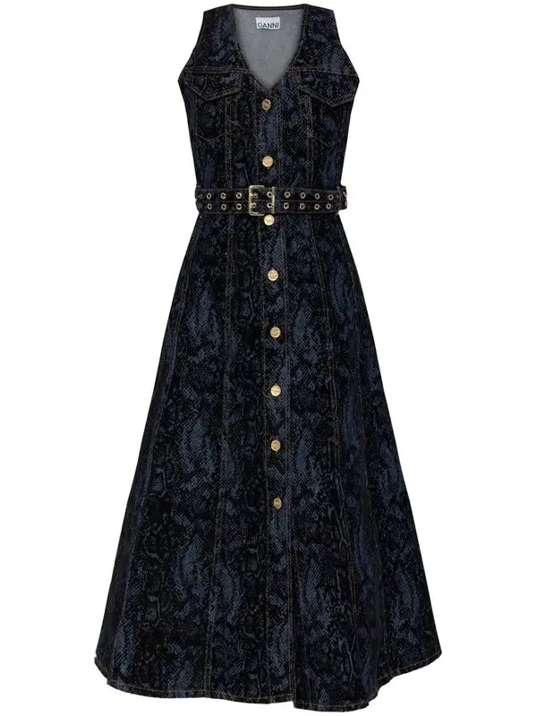GANNI V-neck Midi Dress