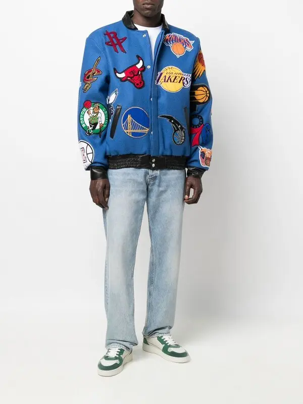 JEFF HAMILTON Nba Collage Wool & Leather Jacket