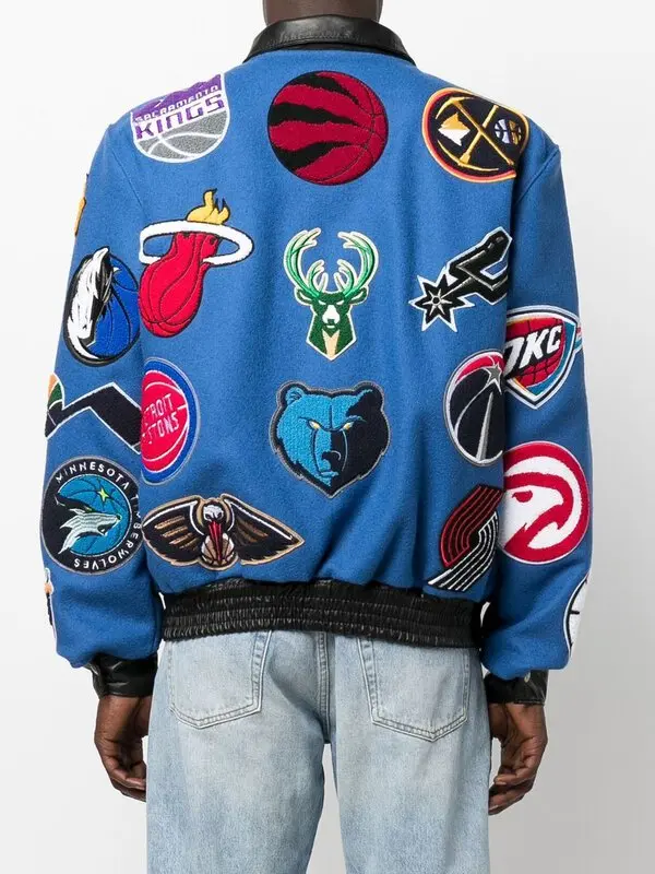 JEFF HAMILTON Nba Collage Wool & Leather Jacket