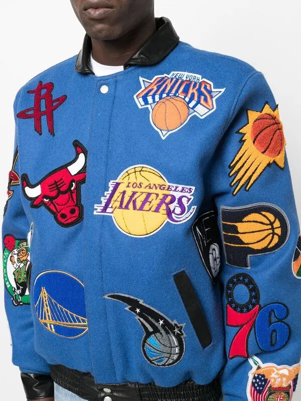 JEFF HAMILTON Nba Collage Wool & Leather Jacket