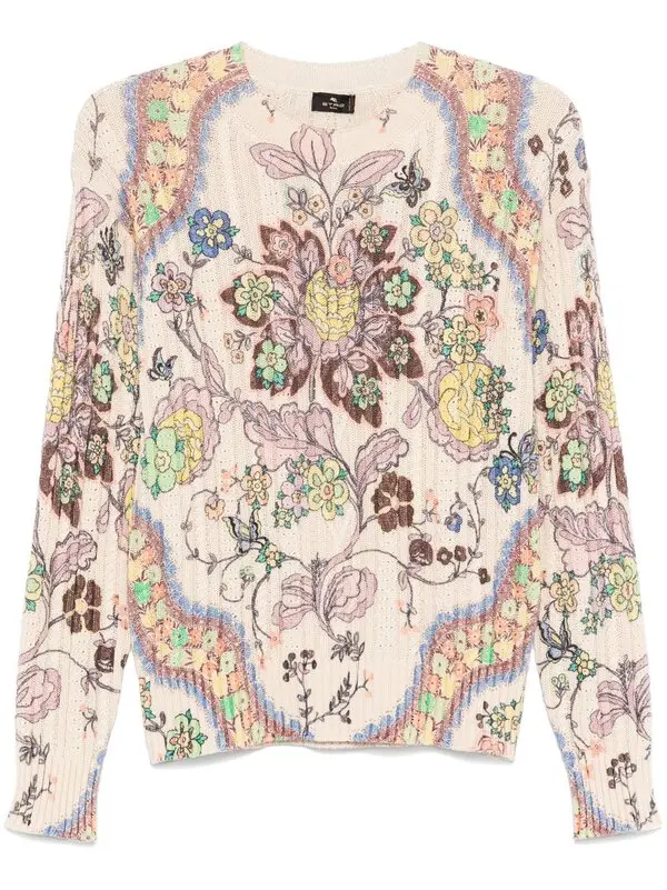 Etro Floral-print Sweater - Neutrals