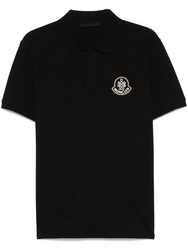 Moncler Year Of The Snake-patch Polo Shirt - Black