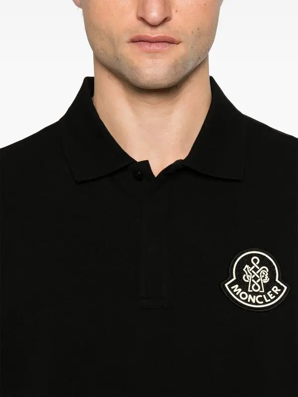 Moncler Year Of The Snake-patch Polo Shirt - Black