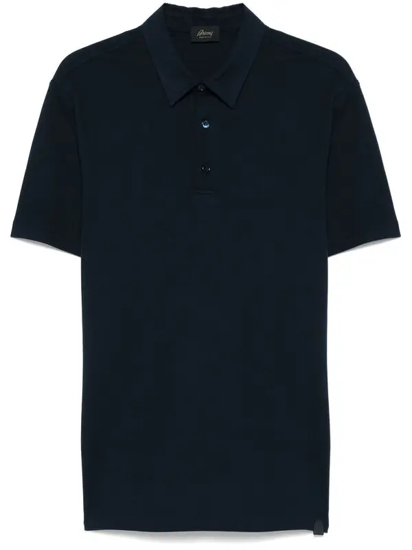 Brioni Piqué Cotton Polo Shirt - Blue