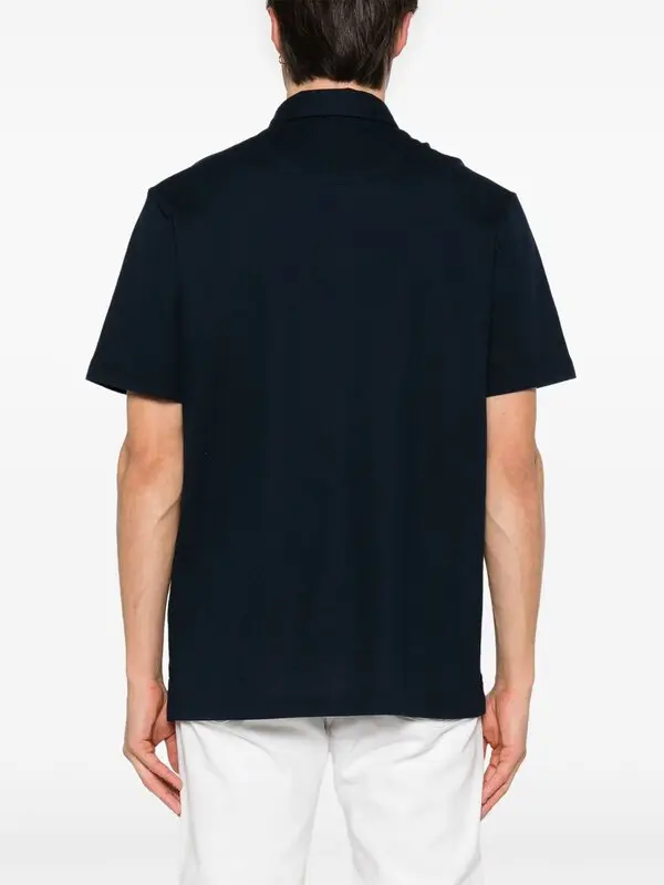 Brioni Piqué Cotton Polo Shirt - Blue