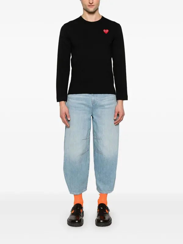 Play Comme Des Garcon Heart-patch T-shirt - Black