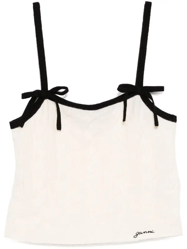 GANNI Bow-detailed Vest - White