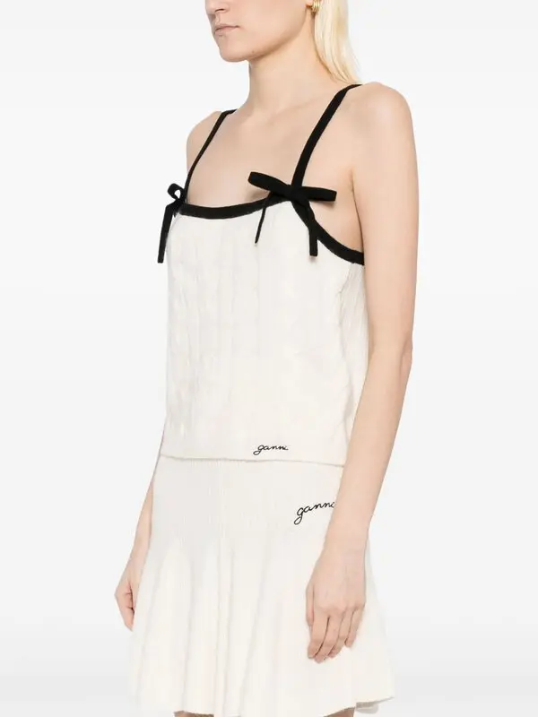 GANNI Bow-detailed Vest - White