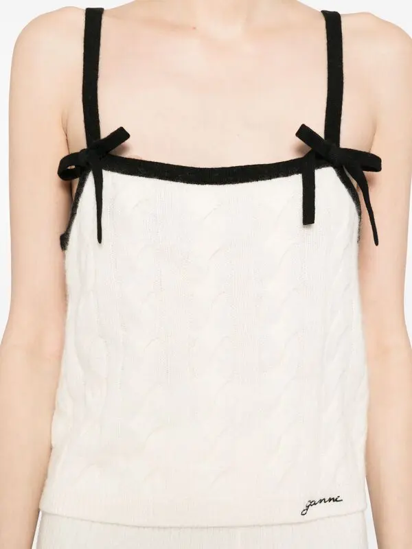 GANNI Bow-detailed Vest - White