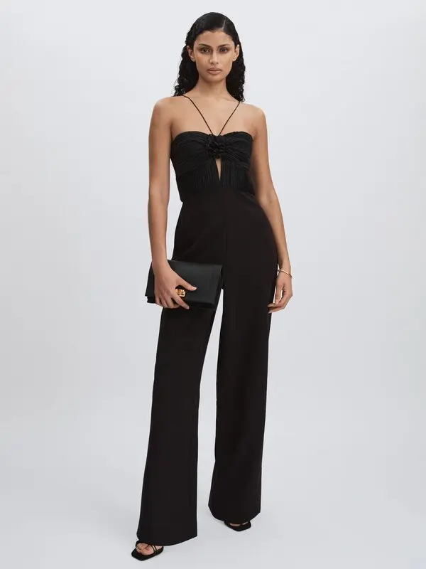 AMUR Cady Rosette Jumpsuit - Black
