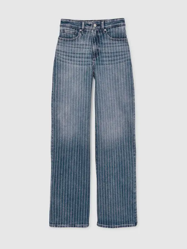 Good American Crystal-stripe Relaxed Jeans
