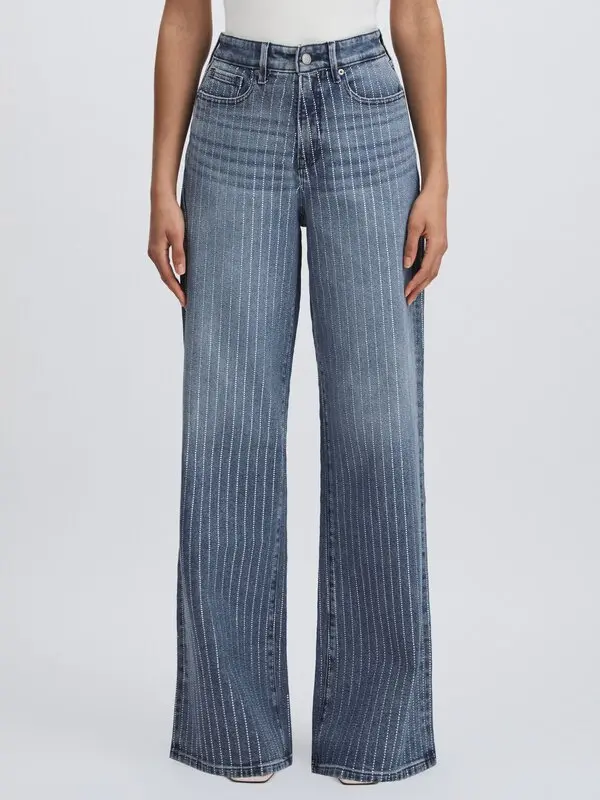 Good American Crystal-stripe Relaxed Jeans