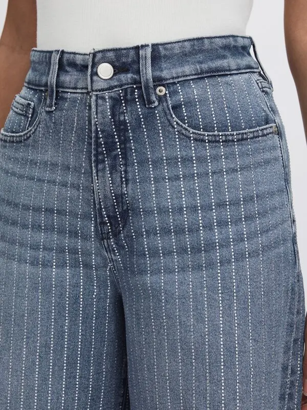 Good American Crystal-stripe Relaxed Jeans
