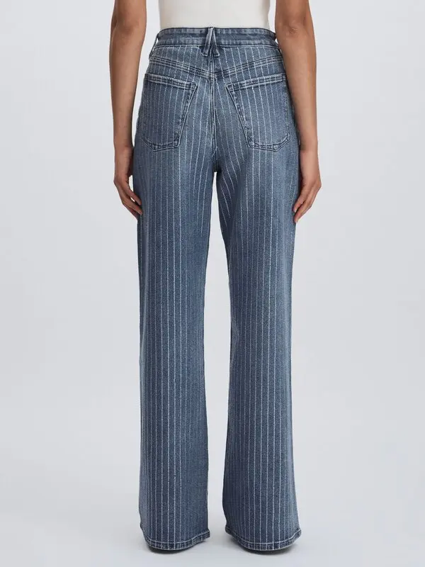 Good American Crystal-stripe Relaxed Jeans