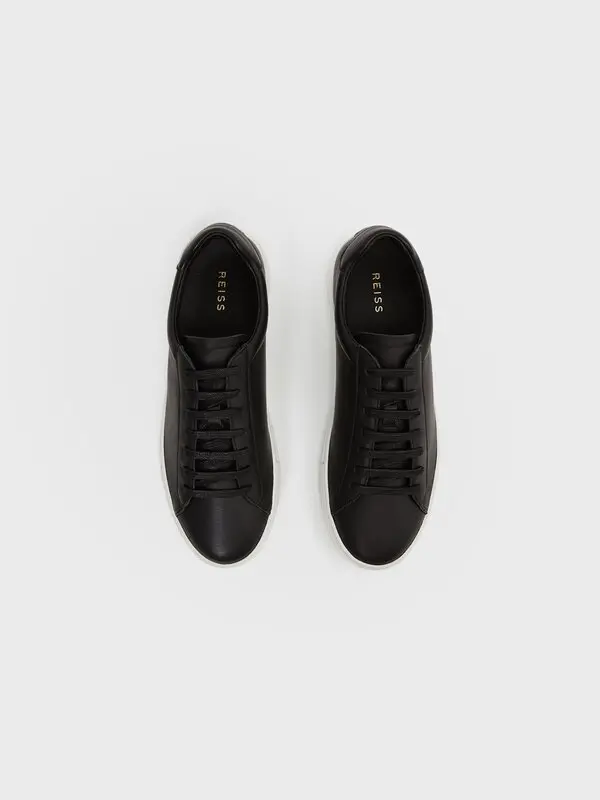 REISS Finley Leather Low-top Trainers - Black