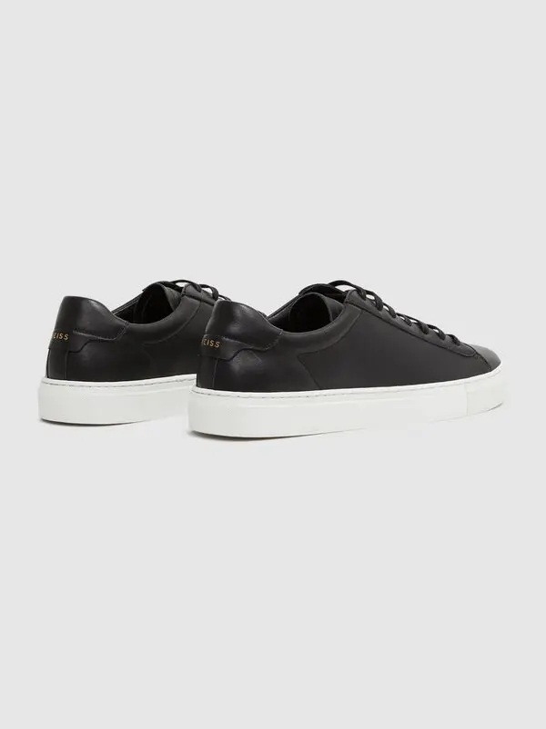 REISS Finley Leather Low-top Trainers - Black