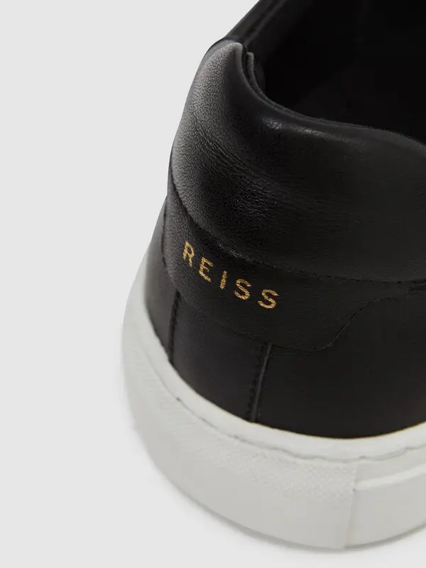 REISS Finley Leather Low-top Trainers - Black