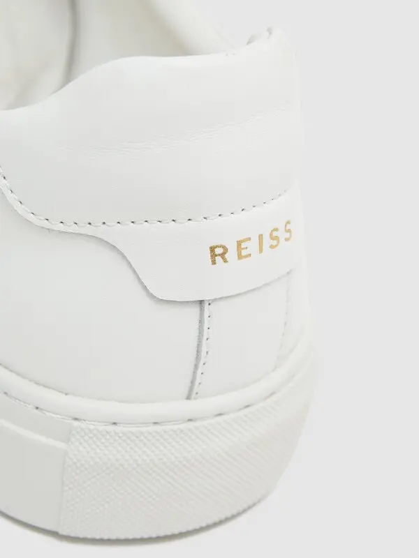 REISS Finley Leather Low-top Trainers - White