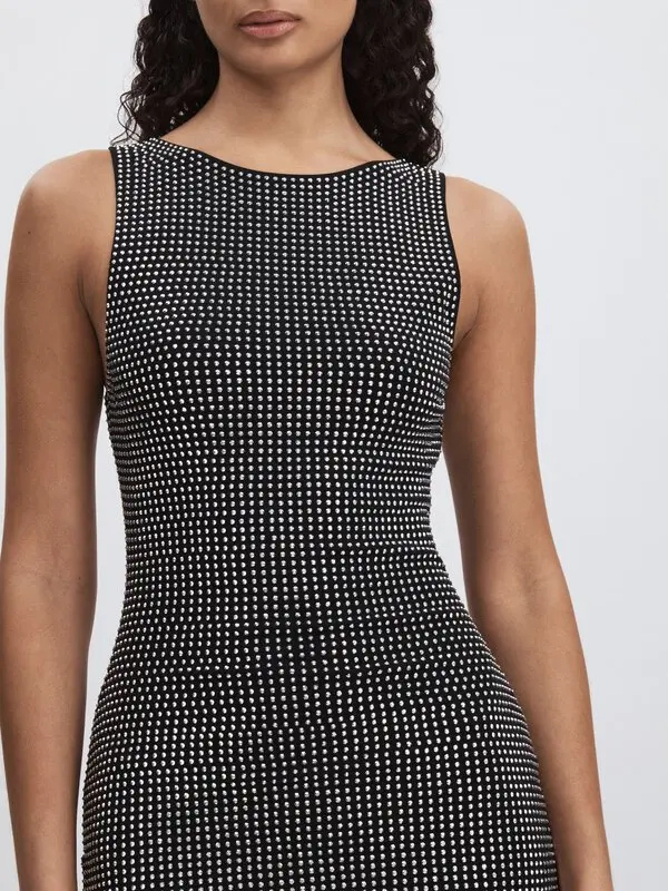 crystal embellished bodycon dress Crystal Embellished Illusion Bodycon Dress