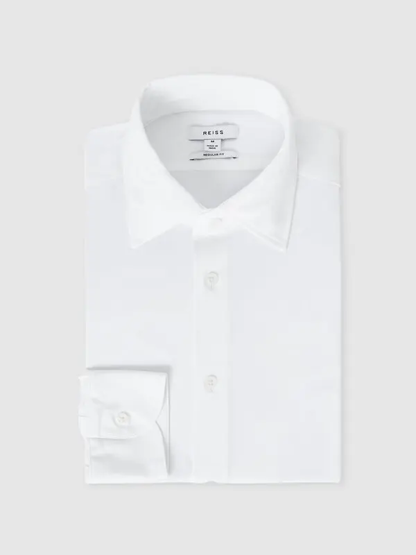 REISS Voyager Long-sleeve Slim-fit Travel Shirt - White