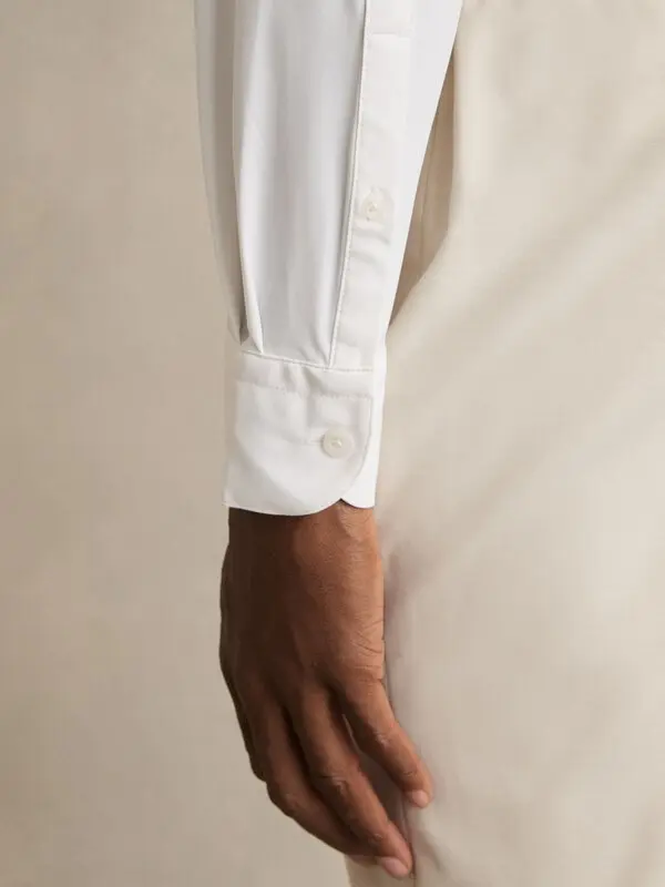 REISS Voyager Long-sleeve Slim-fit Travel Shirt - White