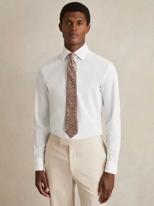 REISS Voyager Long-sleeve Slim-fit Travel Shirt - White