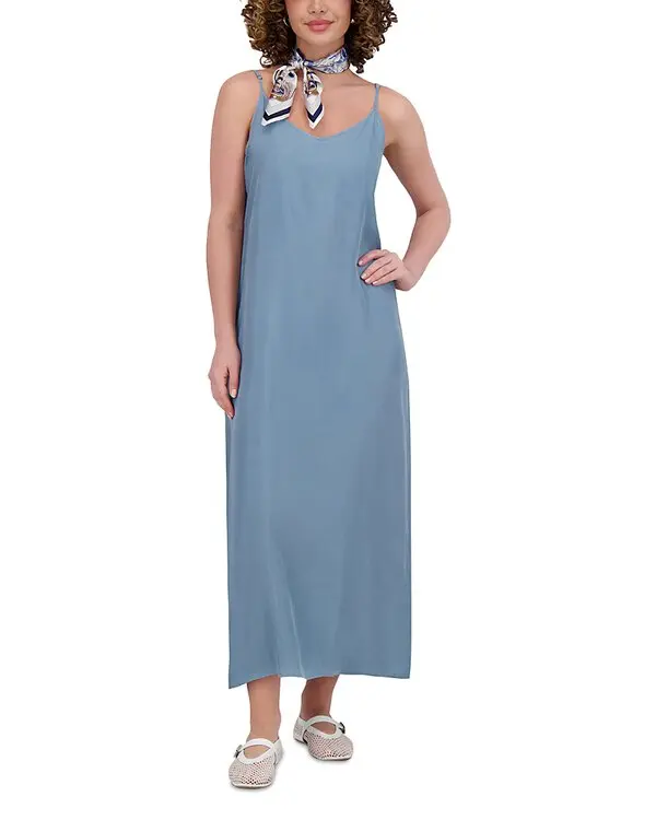 POINT Brushed A-line Slip Dress - Blue