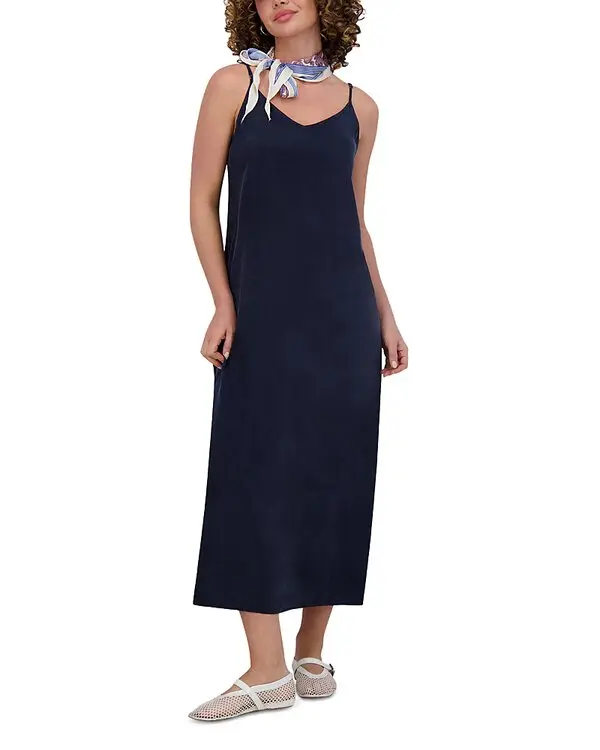 POINT Brushed A-line Slip Dress - Navy
