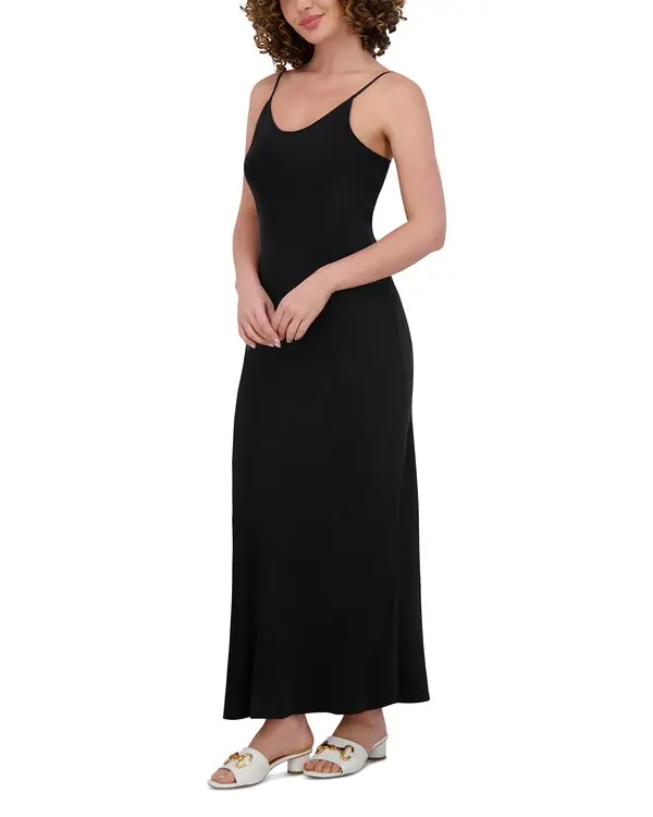 POINT Brushed Straight Slip Dress - Black